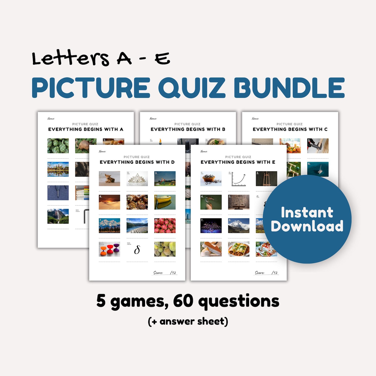 Fun Picture Quiz Bundle, Picture Round for Pub Quiz, Printable Pub Quiz ...