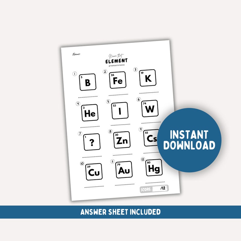 Science Picture Quiz, Science Trivia, Periodic Table Elements Instant ...