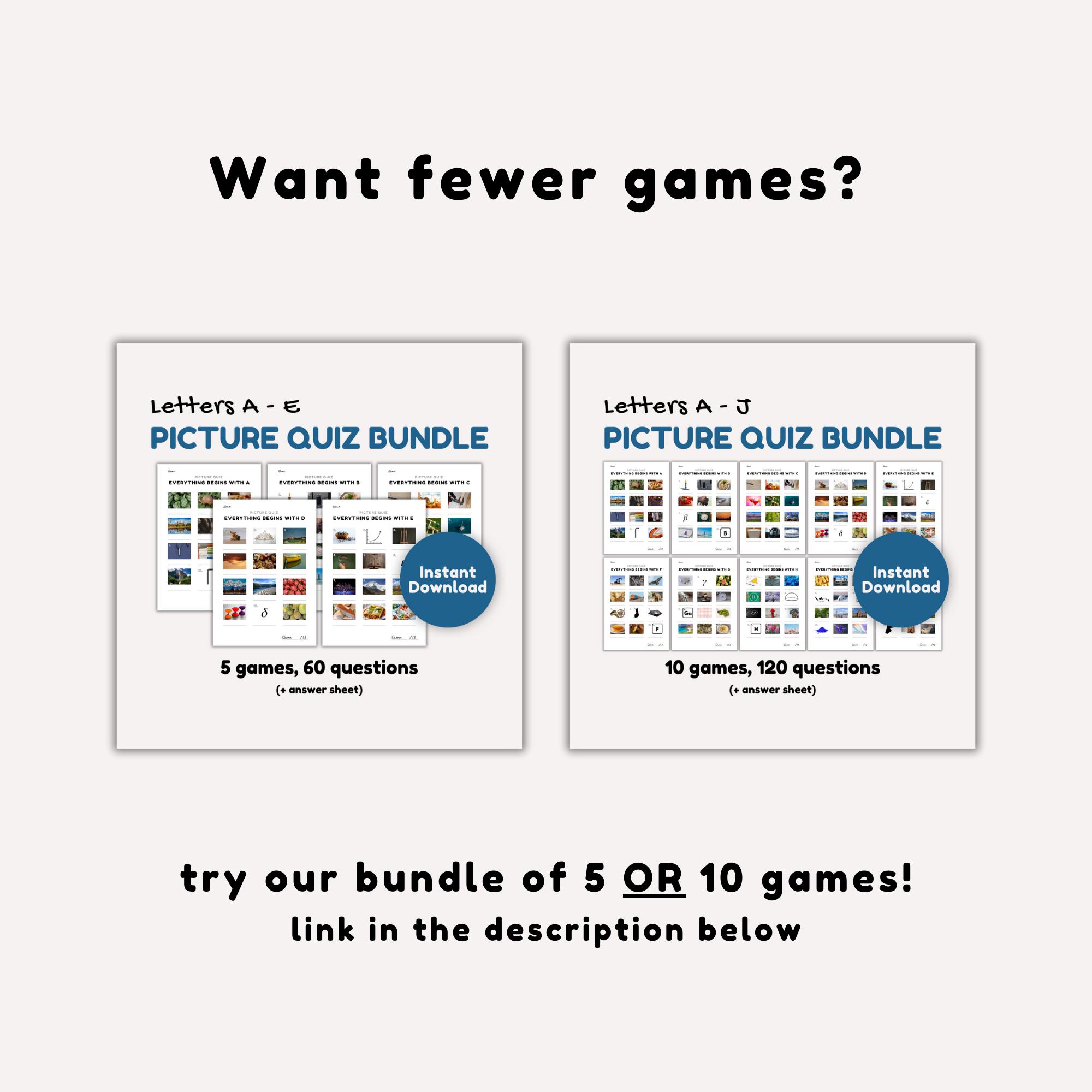 Fun Alphabet Picture Quiz Bundle, Everything Begins With..., Picture ...