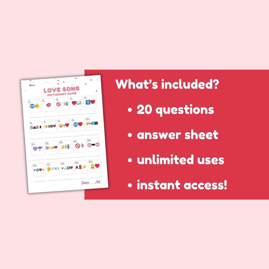 Love Song Emoji Pictionary Game: Date Night Fun (digital Download) - Etsy