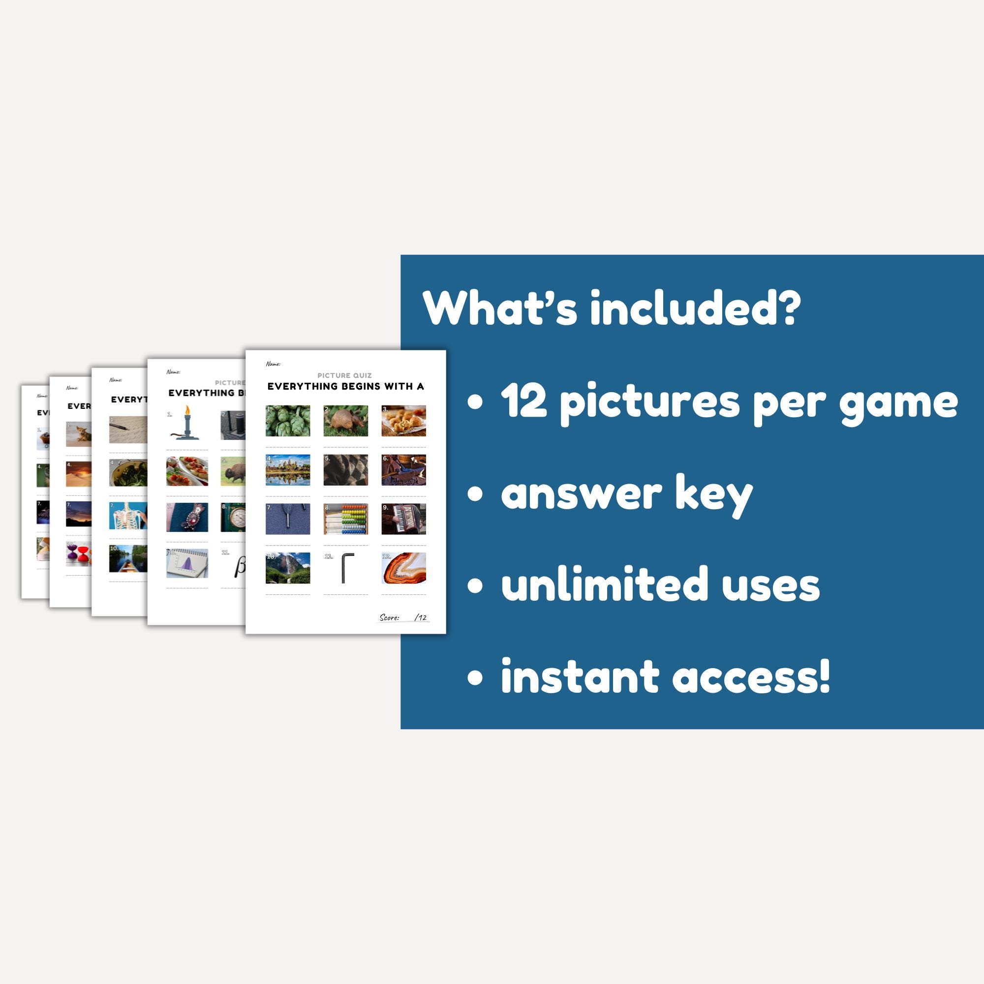 Everything Begins With, Picture Quiz Bundle, Pub Quiz Bundle, Family ...