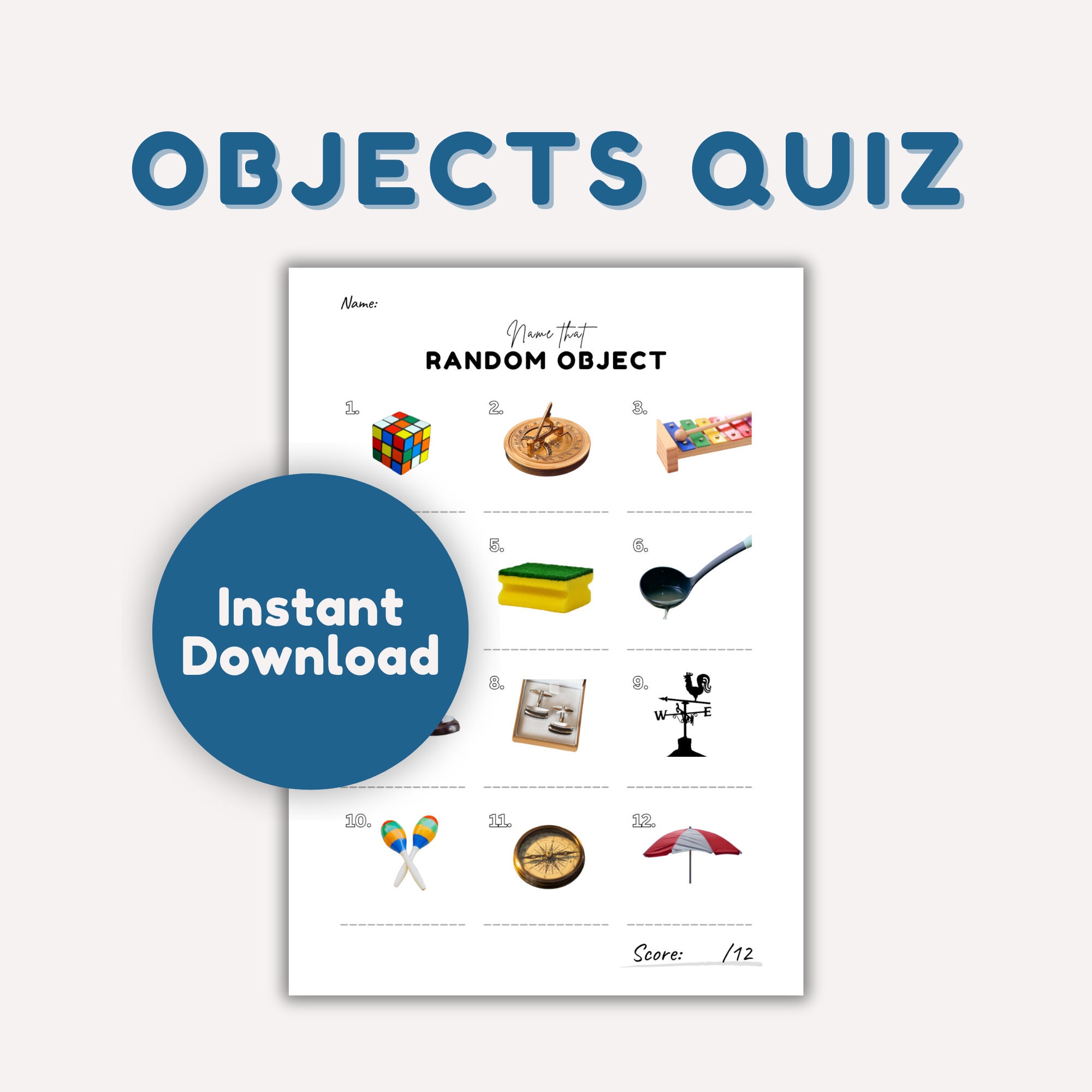 Fun Printable Picture Quiz, Guess the Object Game - Instant Download - Etsy