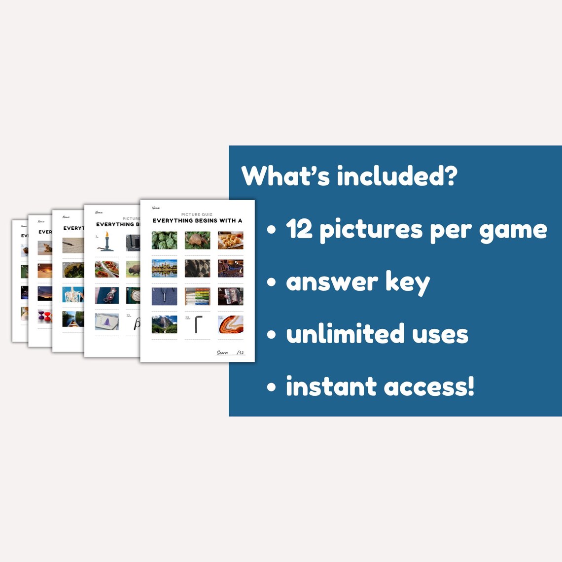 Fun Picture Quiz Bundle, Picture Round for Pub Quiz, Printable Pub Quiz Questions, Icebreaker ...