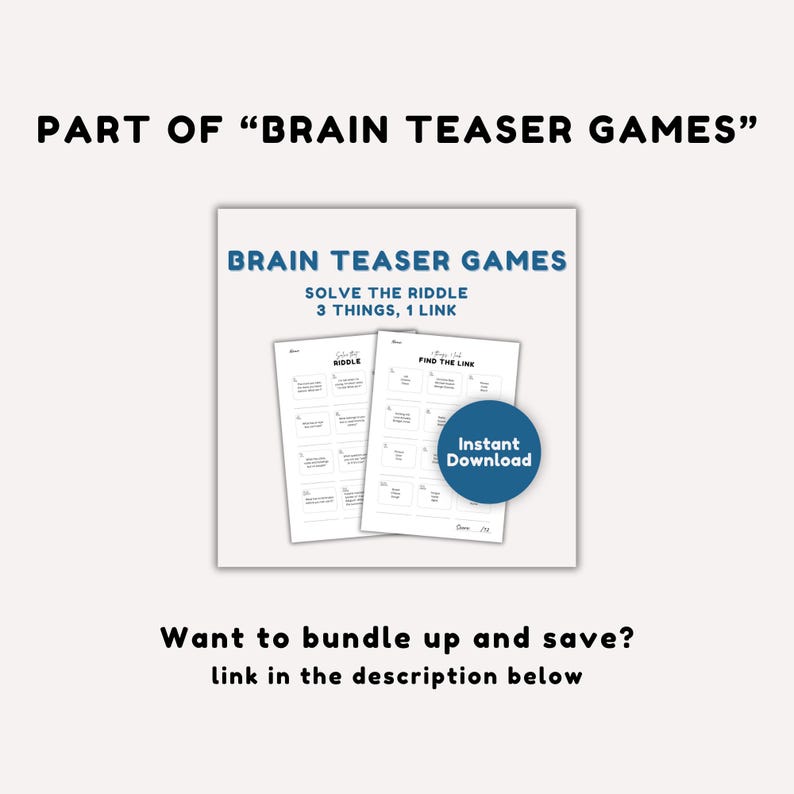 Connections Game, Find the Link, Brainteaser Games, Puzzle Games, Pub ...