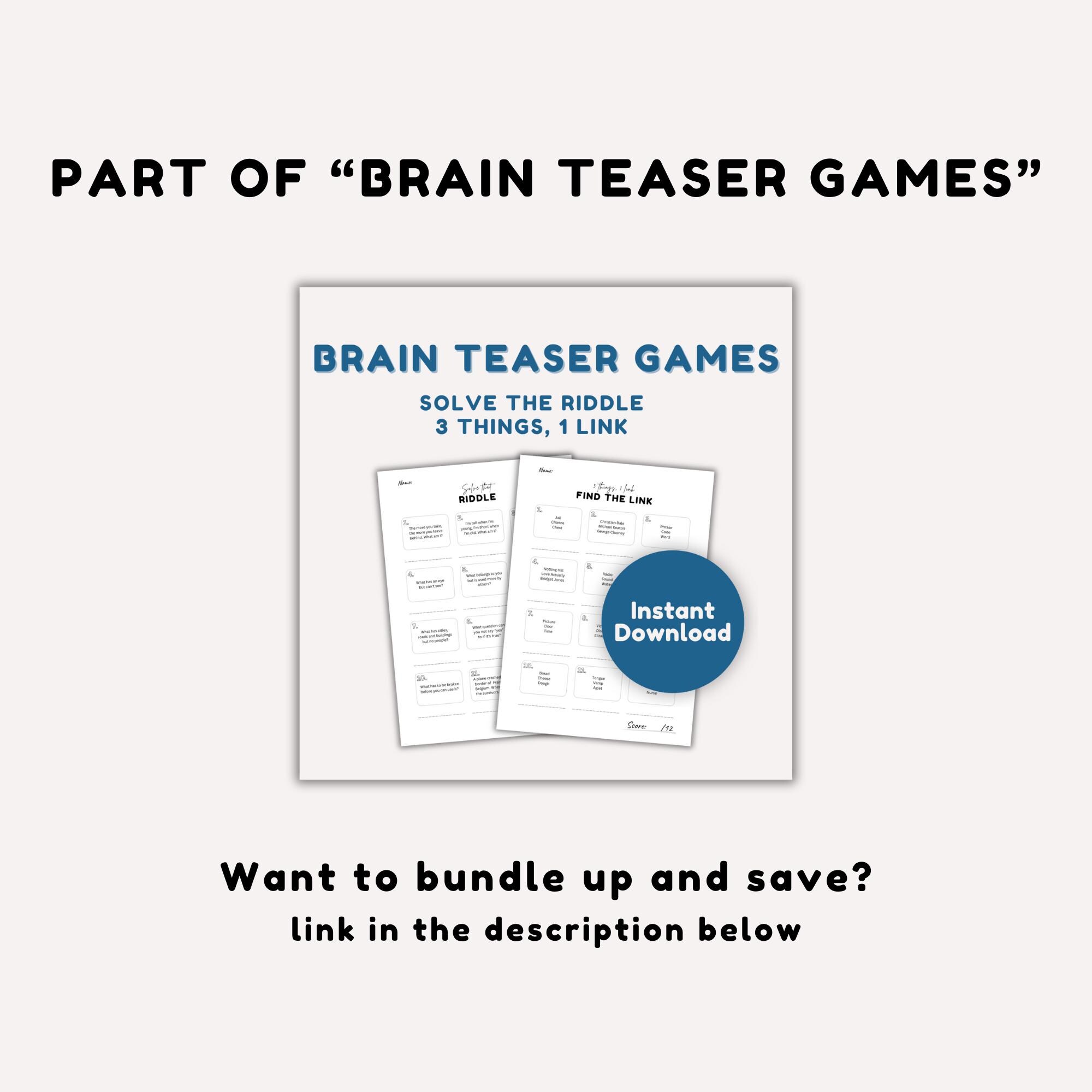 Connections Game, Find the Link, Brainteaser Games, Puzzle Games, Pub ...