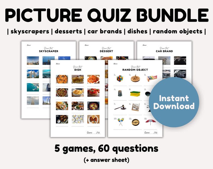 Printable Picture Quiz Bundle – 10 Fun Quizzes in 1 | Picture Round ...