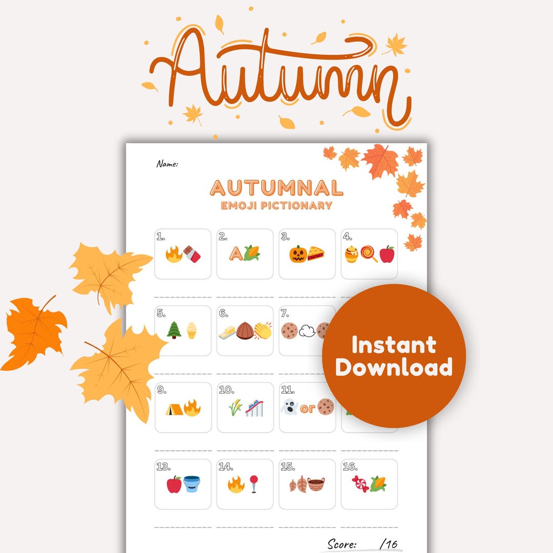 Autumn Emoji Pictionary Game: Fall Party Fun (instant Download) - Etsy