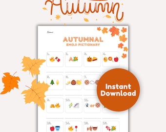 Fall Season Emoji Game, Printable Autumn Emoji Pictionary, Instant ...