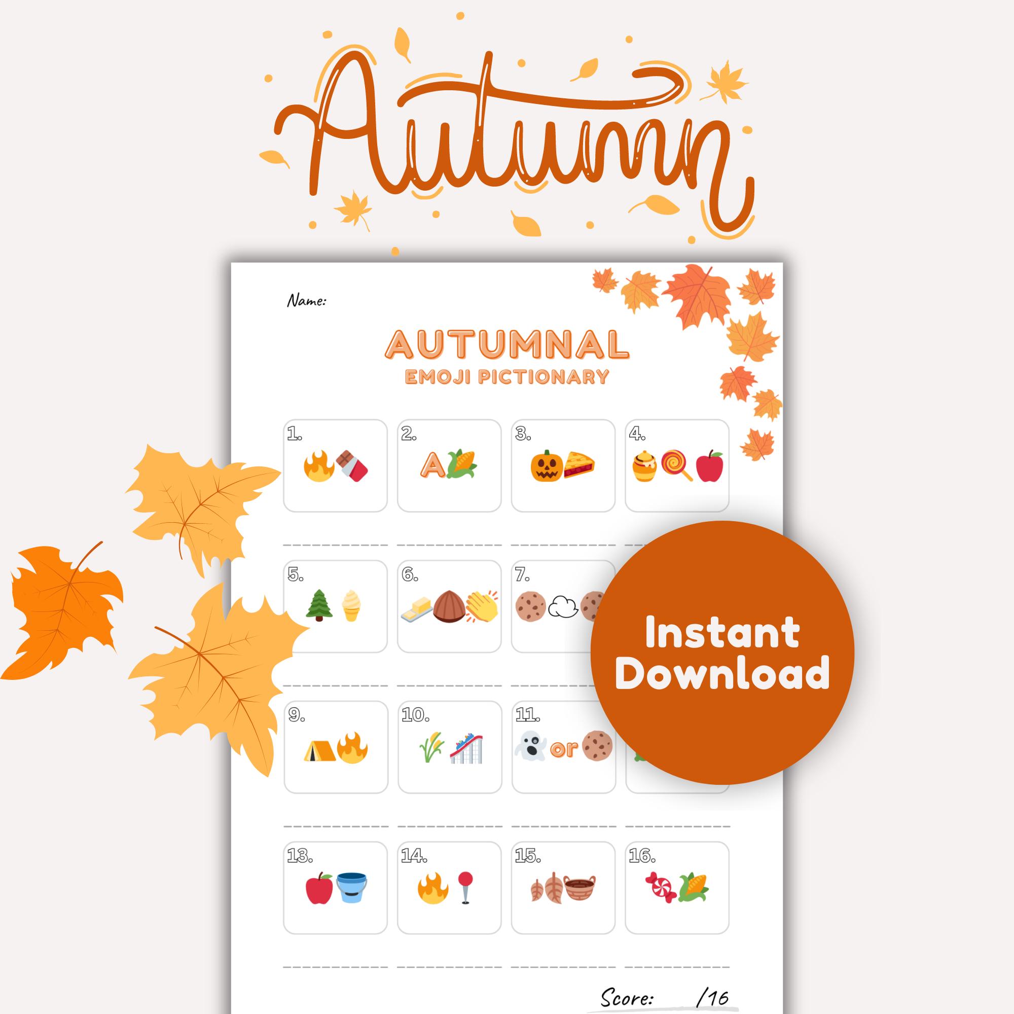 Autumn Emoji Pictionary Game: Fall Party Fun (instant Download) - Etsy