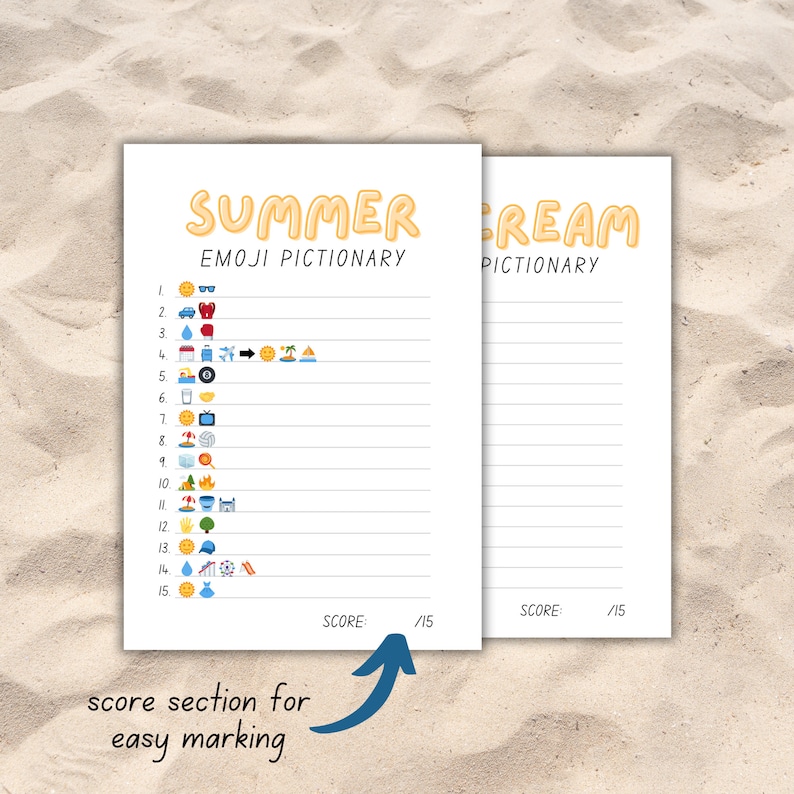 Summer Emoji Pictionary, Fun Printable Activity for Summer, Summer ...