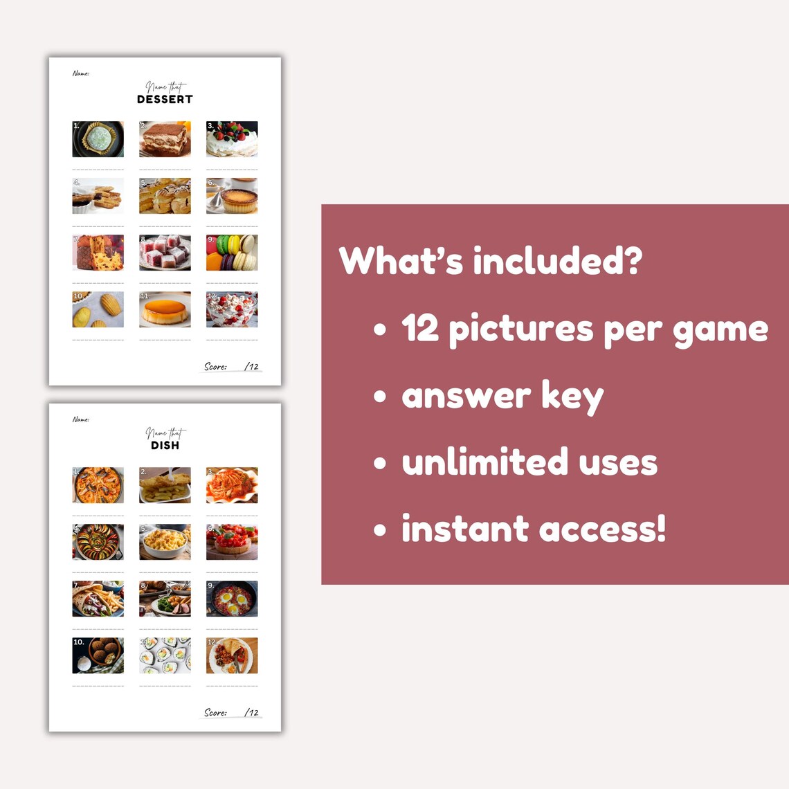 Fun Picture Quiz Bundle, Picture Round for Pub Quiz, Food Quiz, Dinner ...