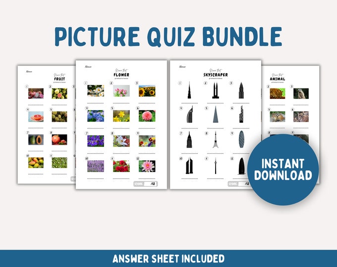 Giant Quiz Bundle, Picture Quiz Bundle, Trivia Quiz Questions, Family ...