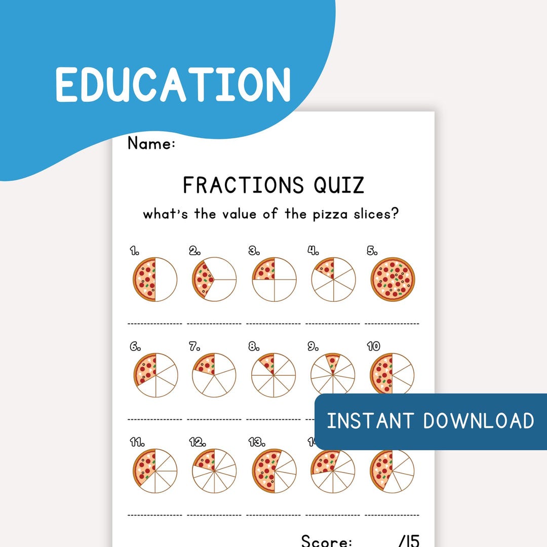 Pizza Fractions Worksheet, Learn Fractions, Maths Printable - Printable ...