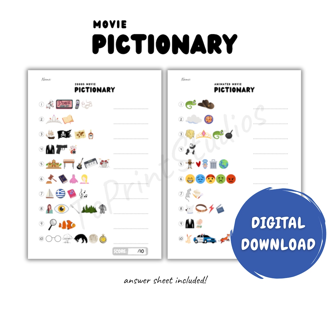 Movie Pictionary Pictionary Quiz - Etsy