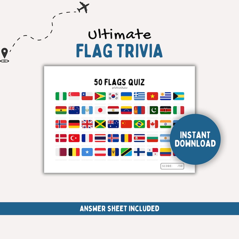 Ultimate Flag Trivia, Flags of the World Quiz - Instant Download - Etsy