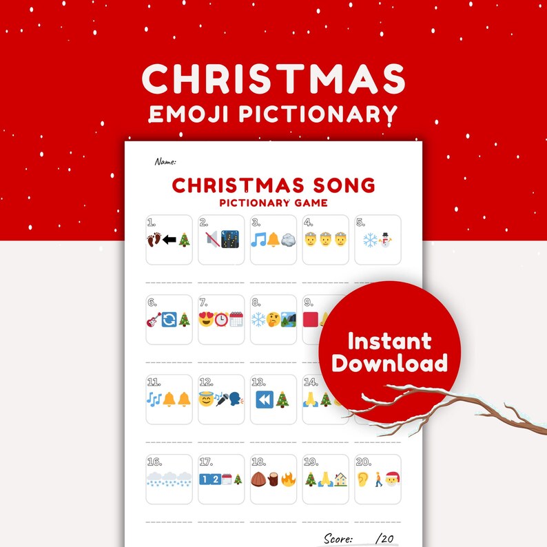 Christmas Pictionary Game, Printable Holiday Party Game for Family ...