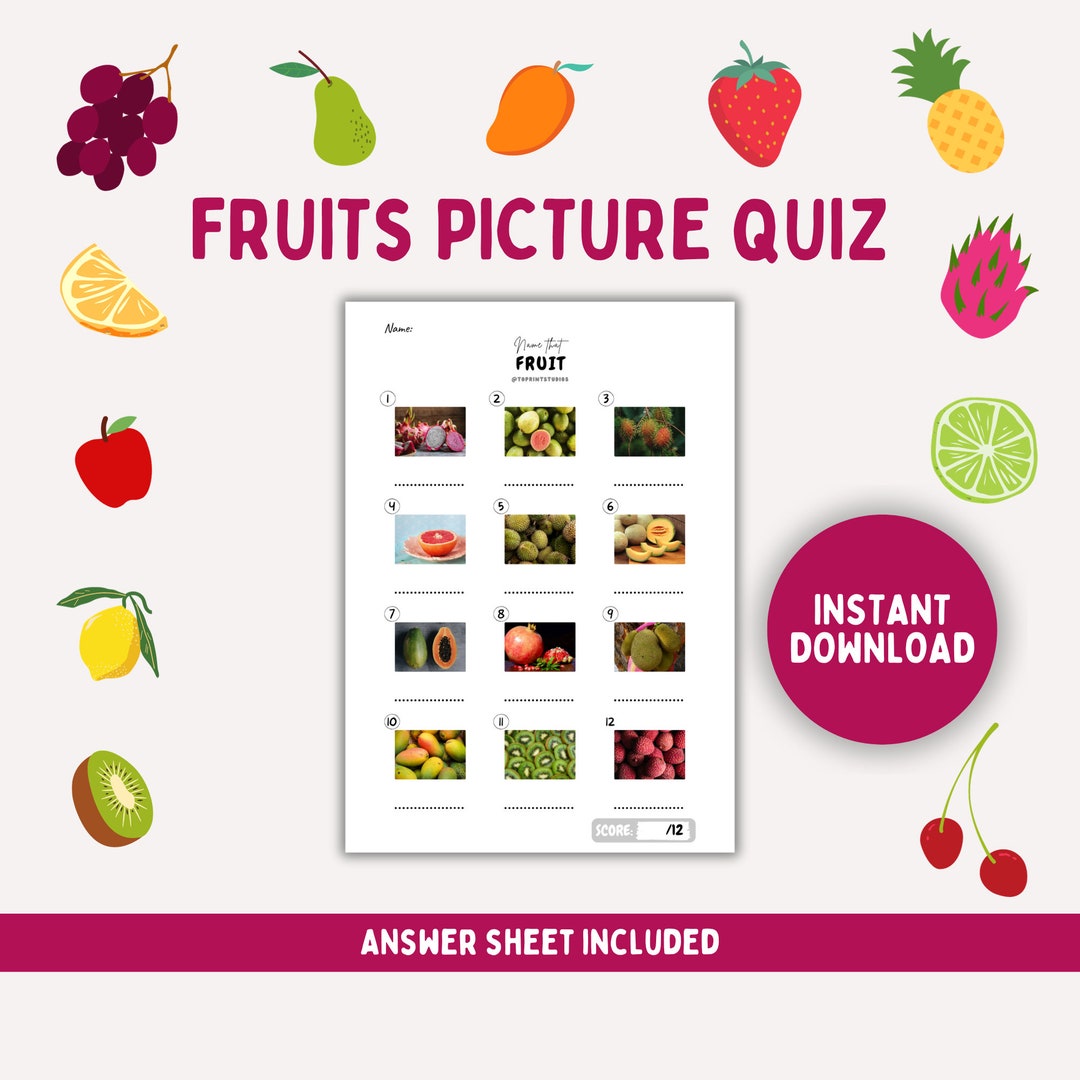 Printable Picture Quiz, Guess the Fruit Game Instant Download - Etsy ...