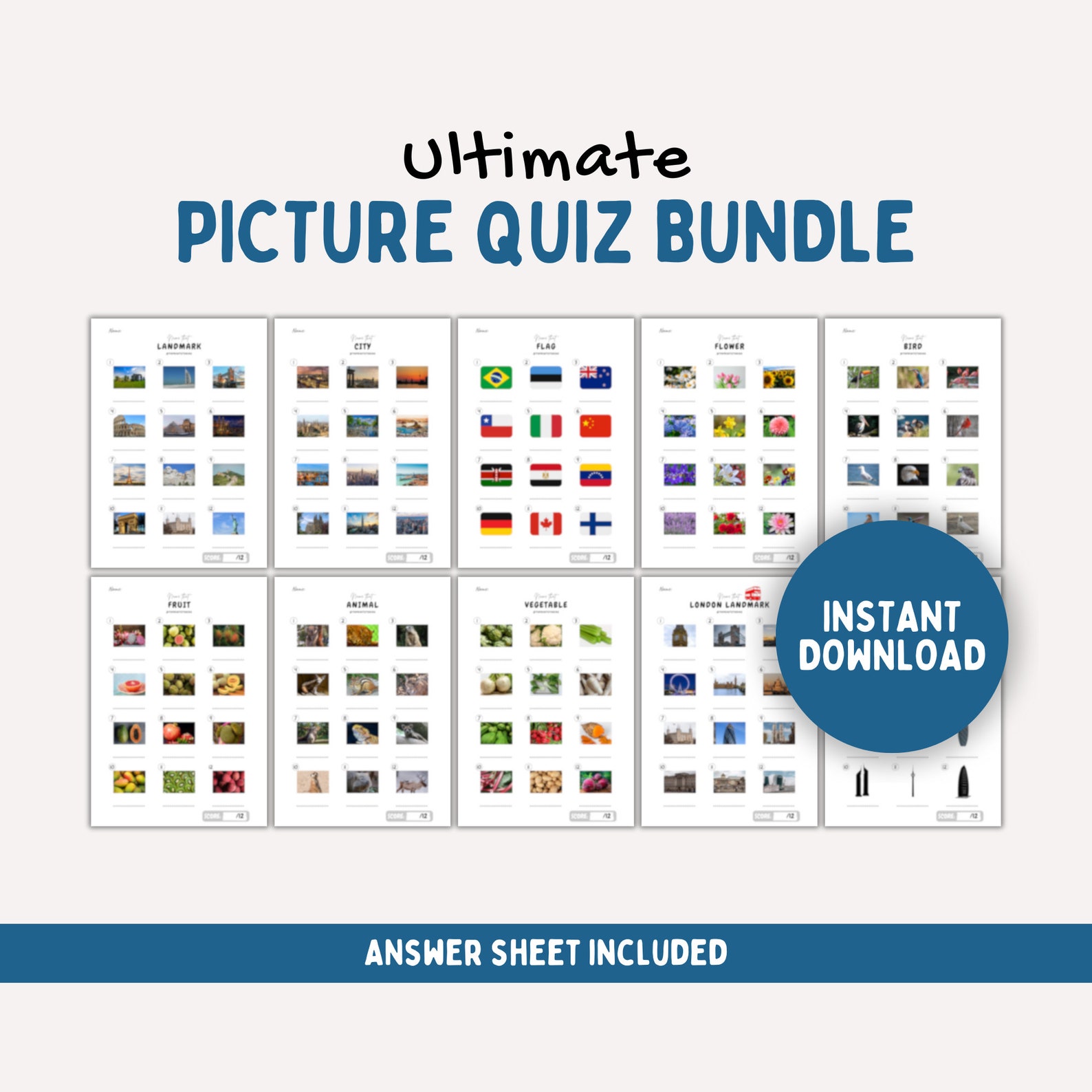 Picture Quiz Bundle: Trivia Game, Pub Quiz, Icebreaker (digital ...