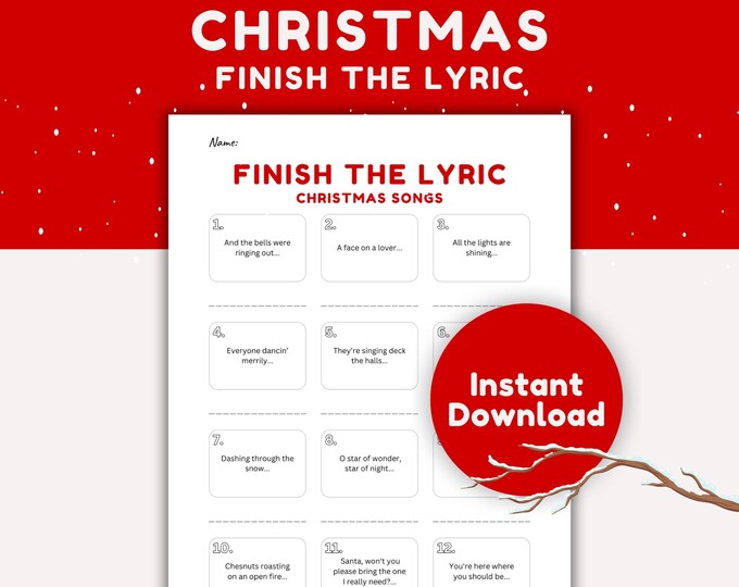 Finish the Lyrics Christmas Game, Christmas Song Game, Christmas Party ...
