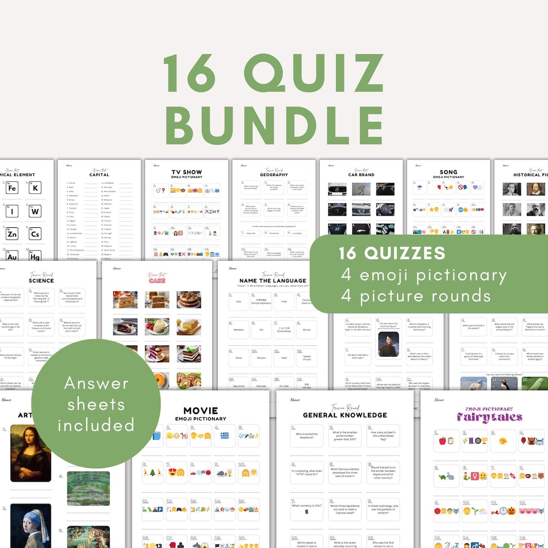 Printable Trivia Quiz Bundle: Family & Party Games (instant Download ...
