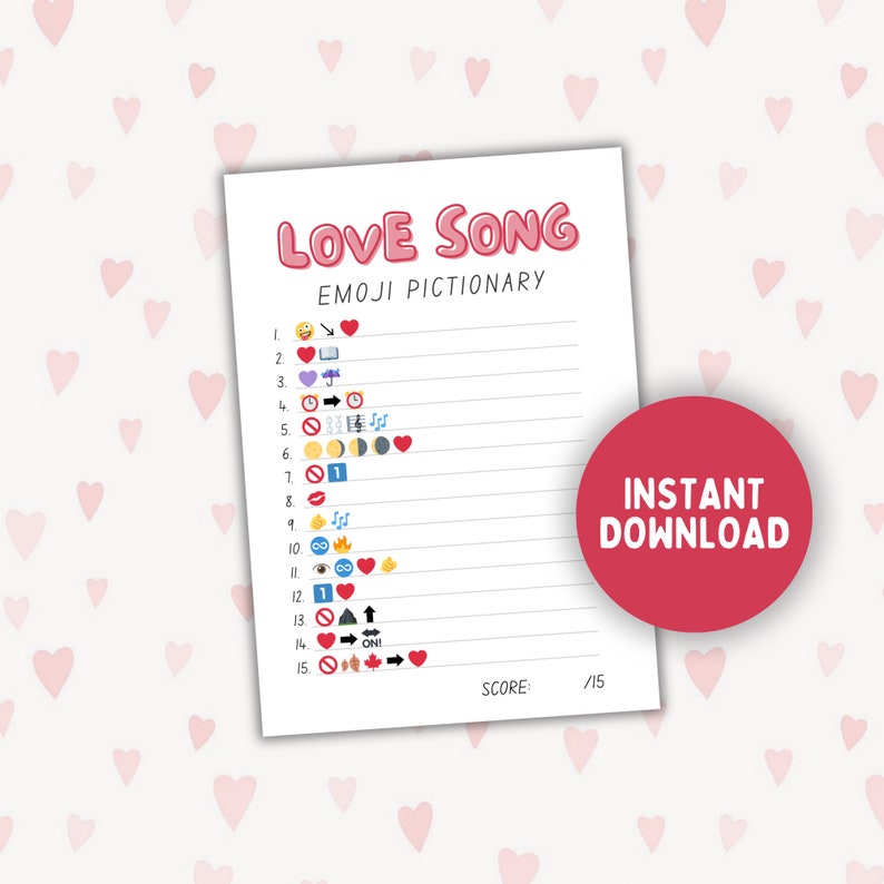 Fun Printable Emoji Quiz, Love Song Emoji Pictionary, Guess the Song ...