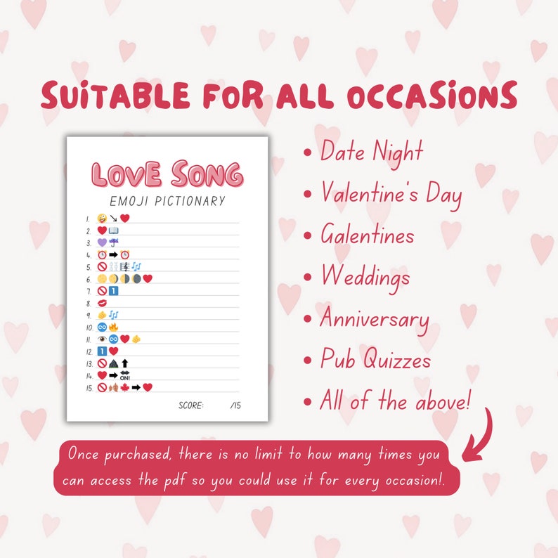 Love Song Emoji Pictionary, Printable Games for Couples, Games for ...