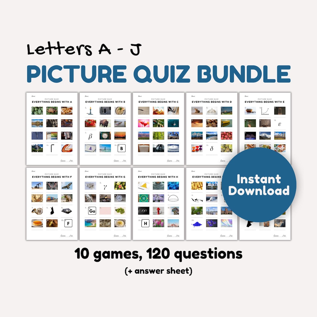 Everything Begins With, Picture Quiz Bundle, Pub Quiz Bundle, Family ...