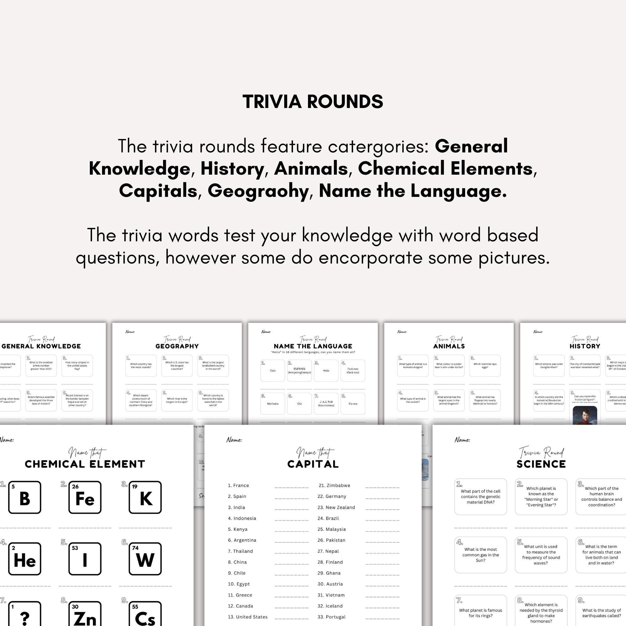 Printable Trivia Quiz Bundle: Family & Party Games (instant Download ...
