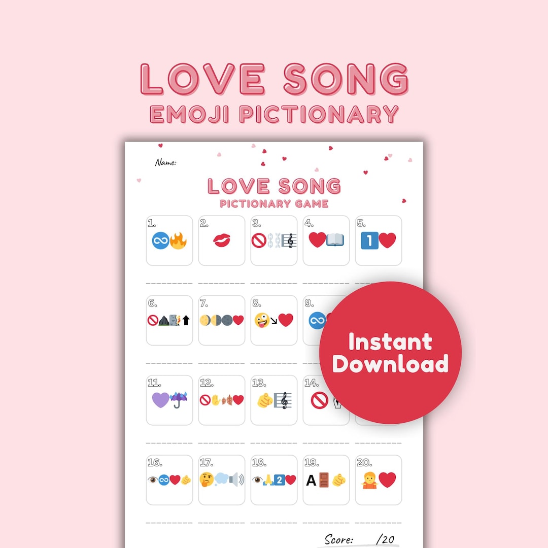 Love Song Emoji Pictionary Game: Date Night Fun (digital Download) - Etsy