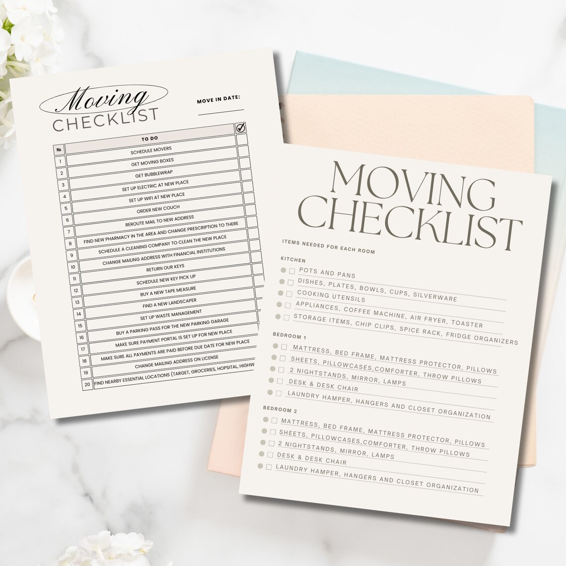 Printable Moving Checklist Bundle, Editable Canva Checklist Template ...