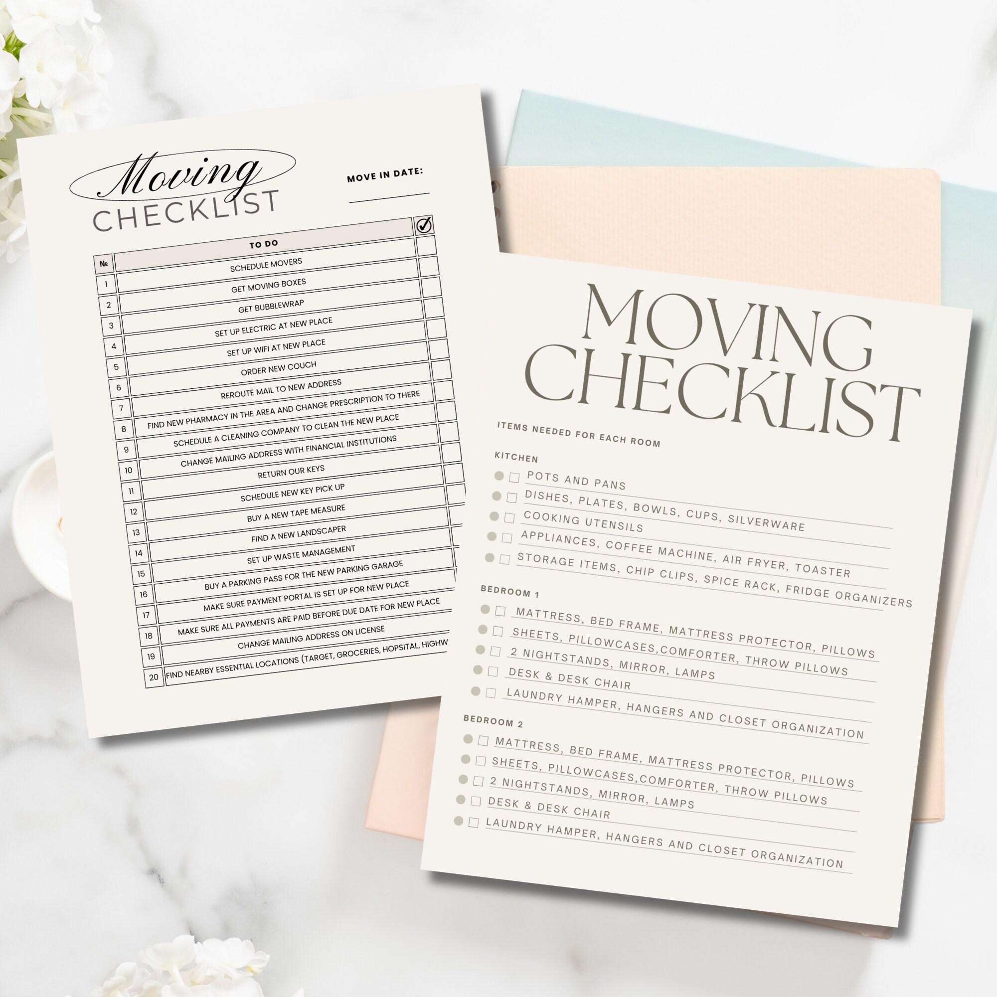 Printable Moving Checklist Bundle, Editable Canva Checklist Template ...