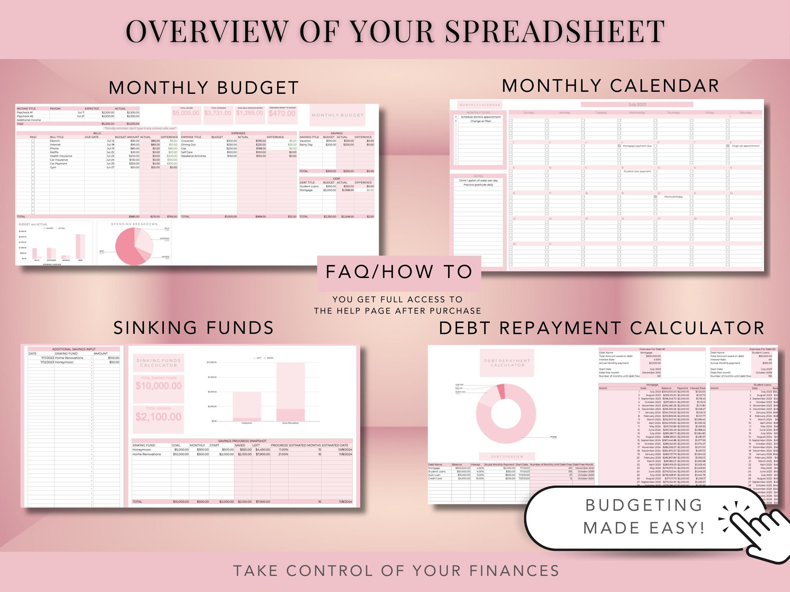 Monthly Budget Spreadsheet Google Sheets Paycheck Budget Financial ...