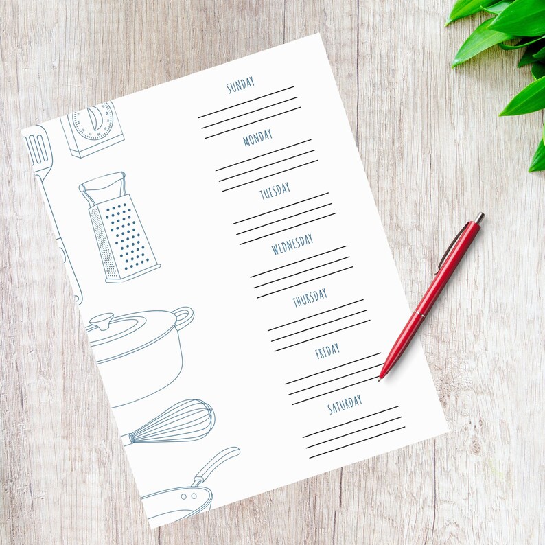 Printable Meal Planner PDF Blue Minimalist Farmhouse US Letter Size ...