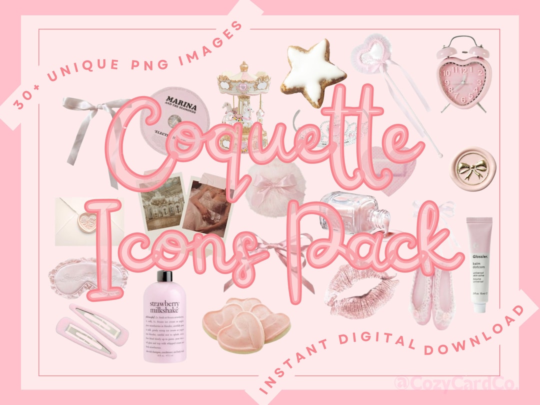 Coquette Icon Pack - Transparent PNG Notion Icons for Digital Planner ...