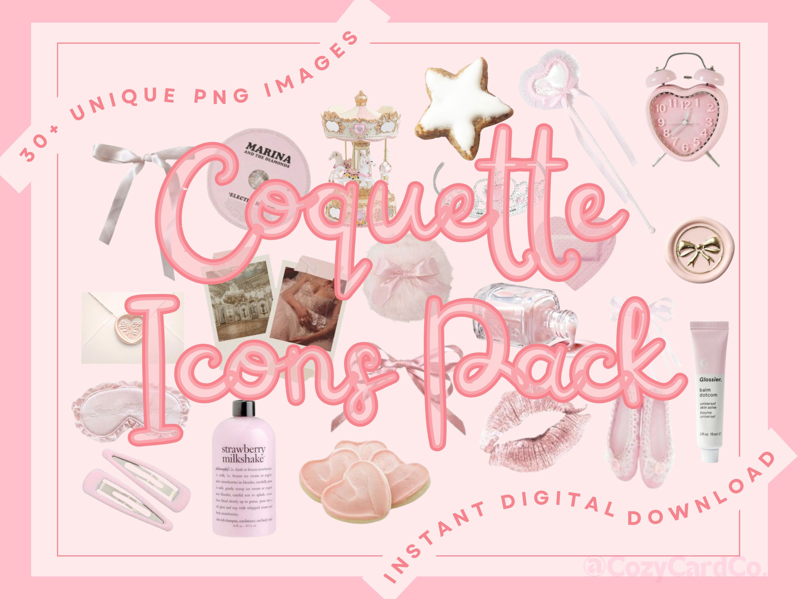 Coquette Icon Pack - Transparent PNG Notion Icons for Digital Planner ...