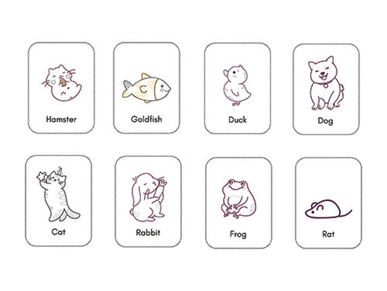 3-in-1 Printable Flashcards (8 Animals) + Coloring Book + Video - Etsy