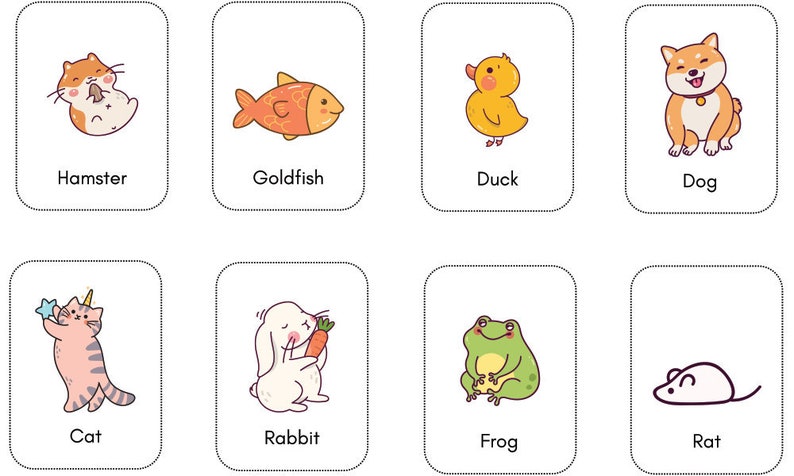 3-in-1 Printable Flashcards (8 Animals) + Coloring Book + Video - Etsy