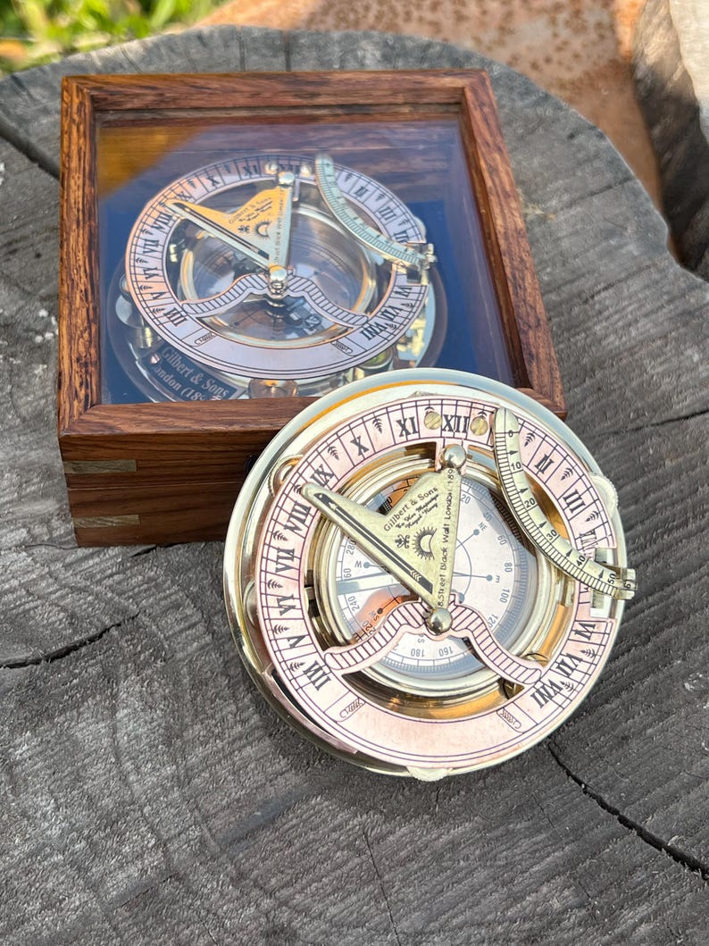 Personalized Vintage Sundial Compass Unique Gift for Men Brass Pocket ...