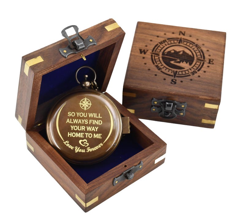 Personalized Working Sundial Compass, Engraved Compass, Anniversary ...
