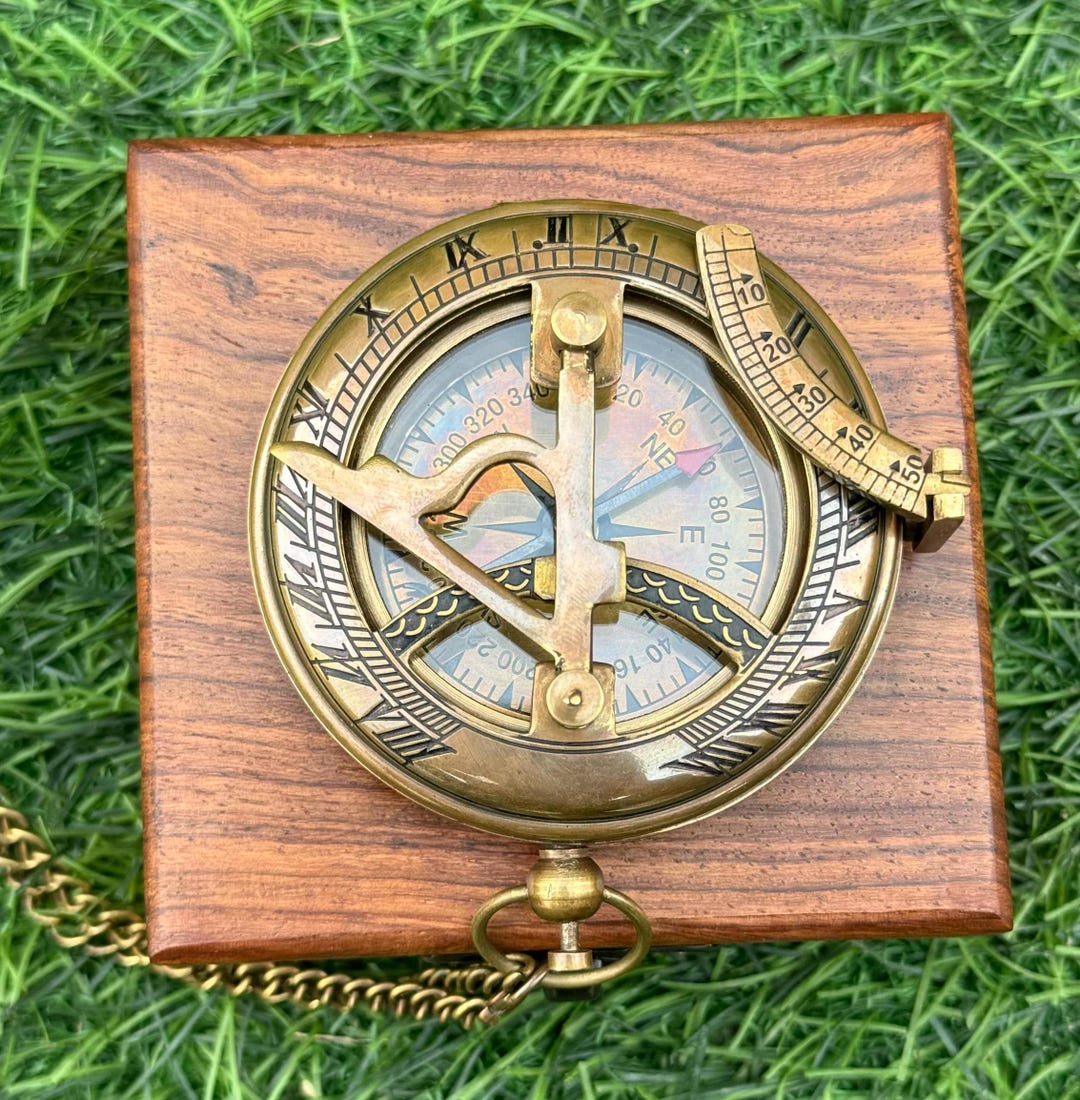 Personalized Working Sundial Compass, Engraved Compass, Anniversary ...