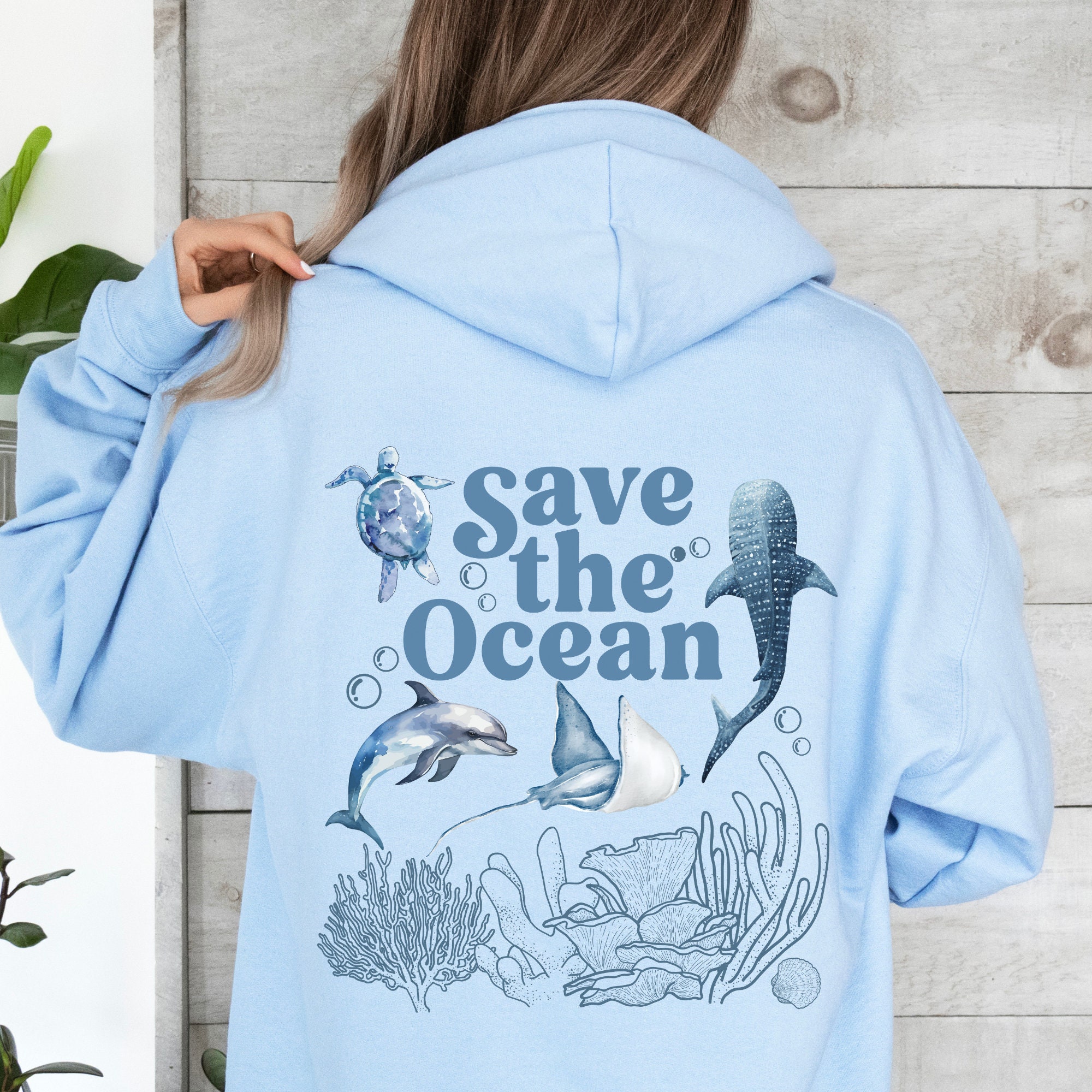 Ocean Hoodie With Graphic Sea Animals and Corals for Marine Life Lovers ...