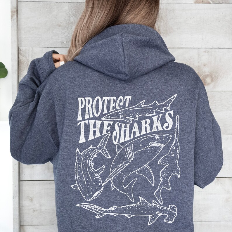 Shark Hoodie With Graphic Sharks on the Back, Unisex Beachy Hoodie for ...