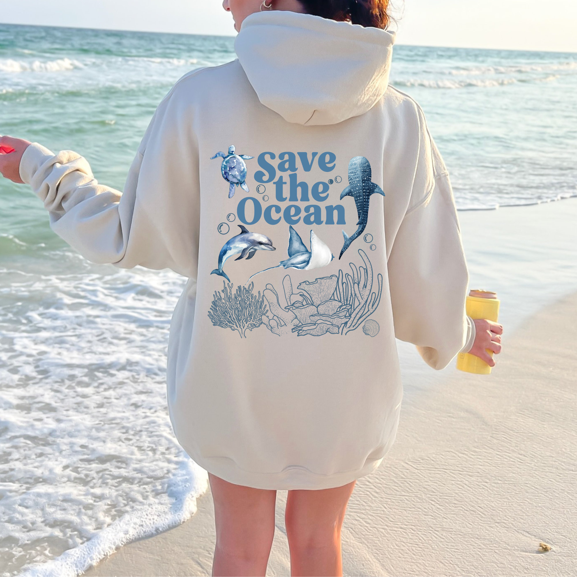 Ocean Hoodie With Graphic Sea Animals and Corals for Marine Life Lovers ...