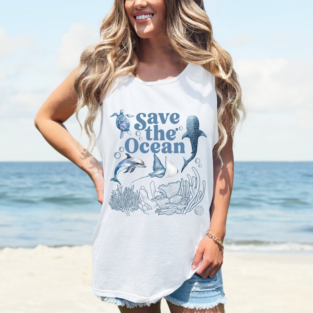 Save the Ocean Tank Top With Sea Animals and Corals for Marine ...