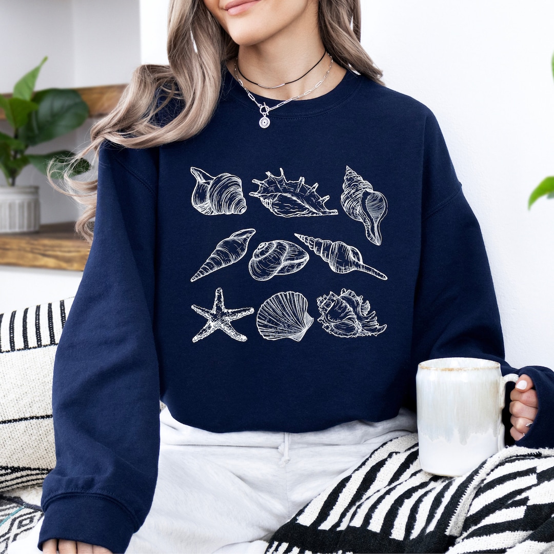 Seashell Sweatshirt for Coconut Girl and Summer Vibes Seashell Sweater ...