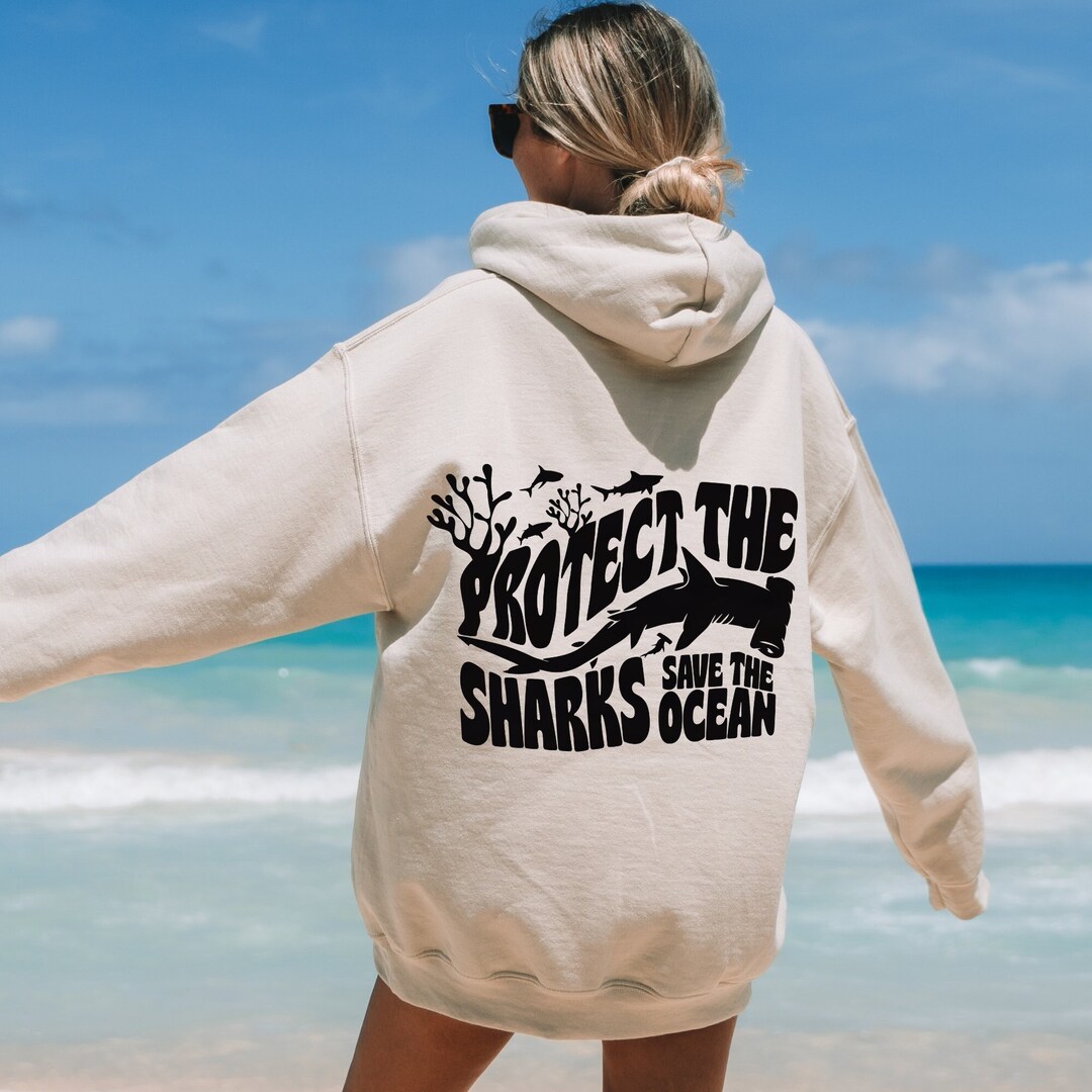 Save the Shark Hoodie With Words on Back for Marine Biologist Unisex ...