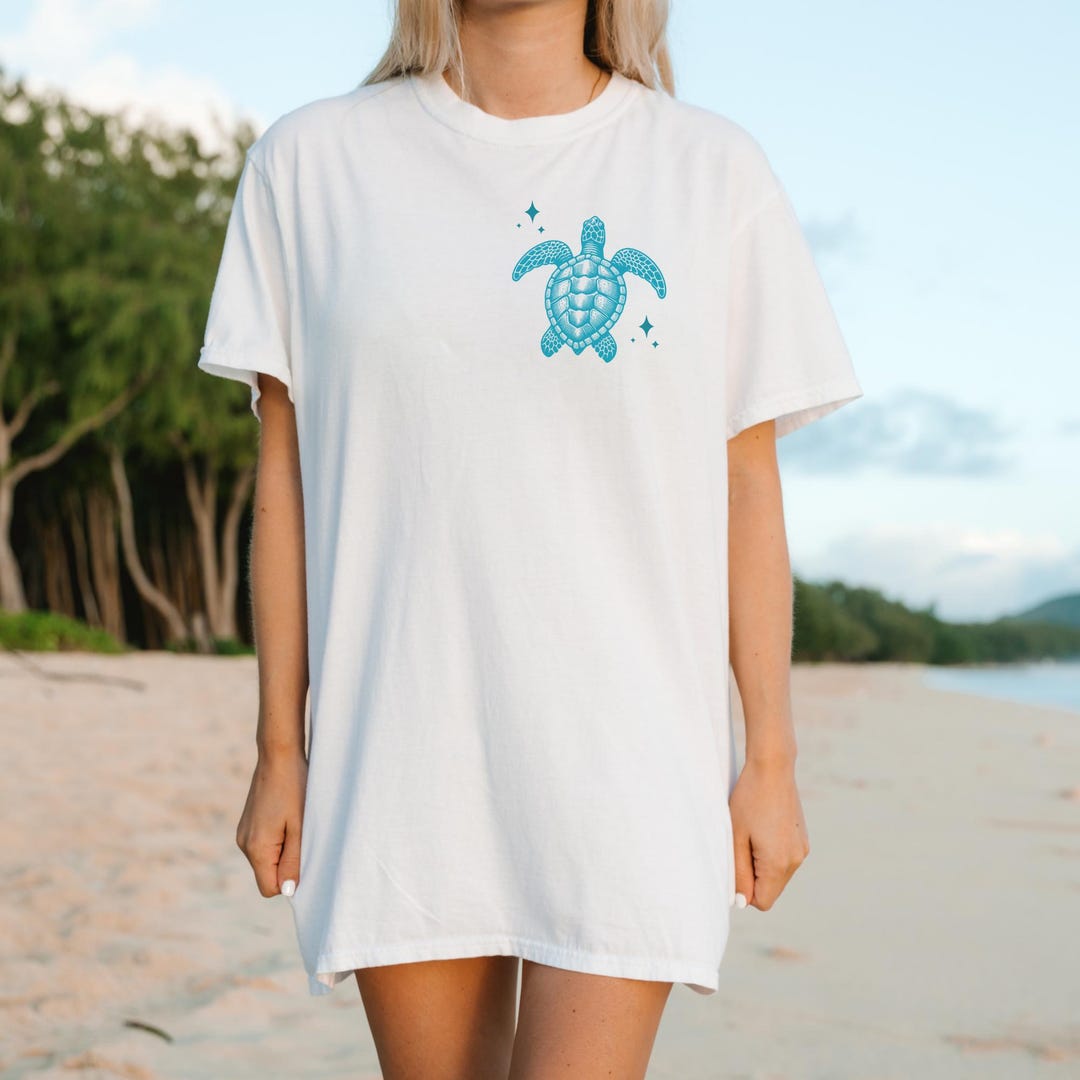 Beach T-shirt With Turtle Graphic, Save the Turtles Tee for Sea Animal ...