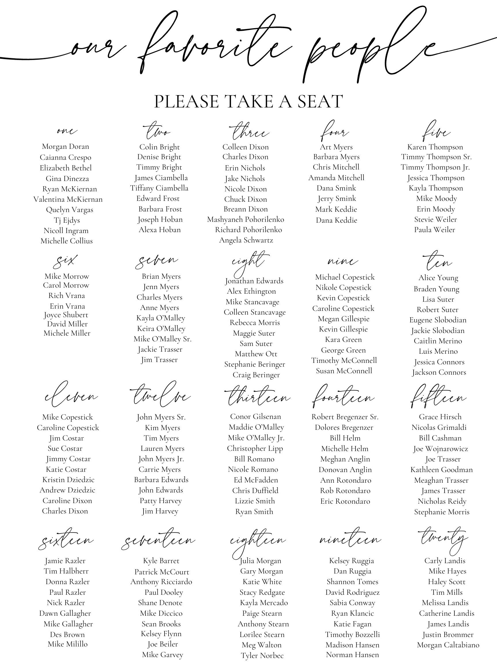 Wedding Seating Chart | Printed Seating Chart | Custom Seating Chart ...