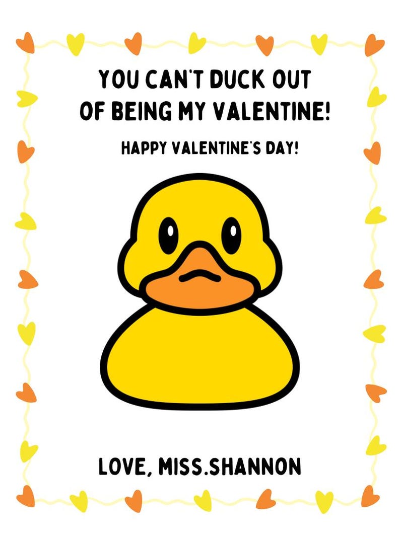 Duck Valentine Cards • School Classroom Exchange (digital) - Etsy