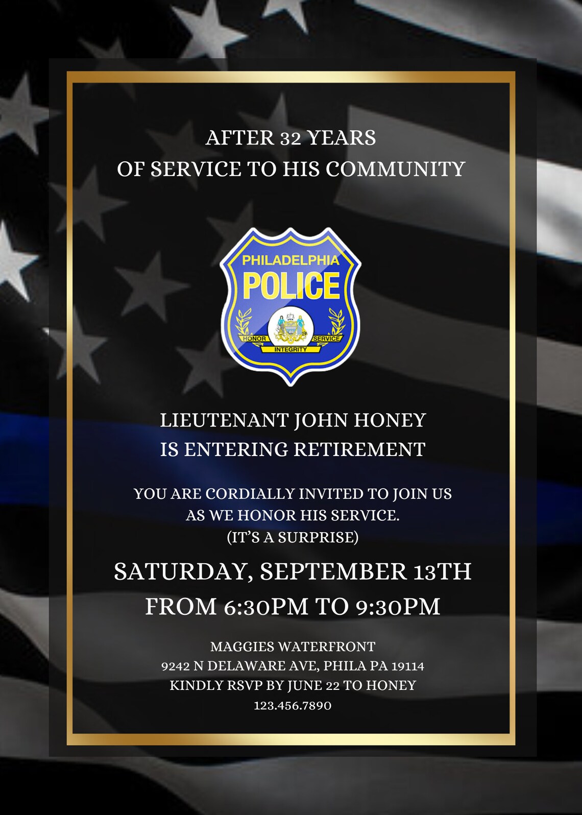 Police Officer Retirement, Police Retirement Invitation, Police ...